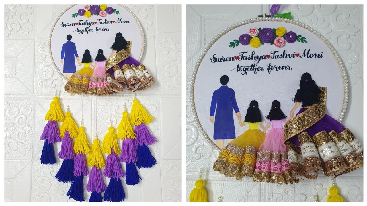 A beautiful hand embroidered family hoop Tutorial 👨‍👩‍👧‍👧 ️ /Lets creat ...