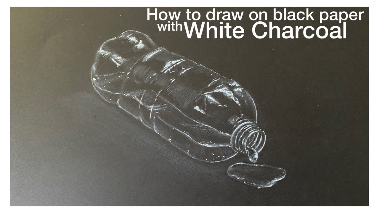 White Charcoal drawing on black paper - YouTube