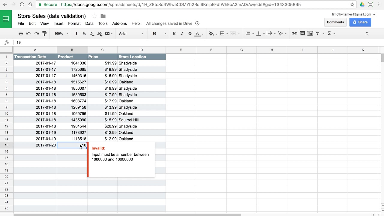 Data Validation: Introduction to Programming with Google Sheets 05-E ...