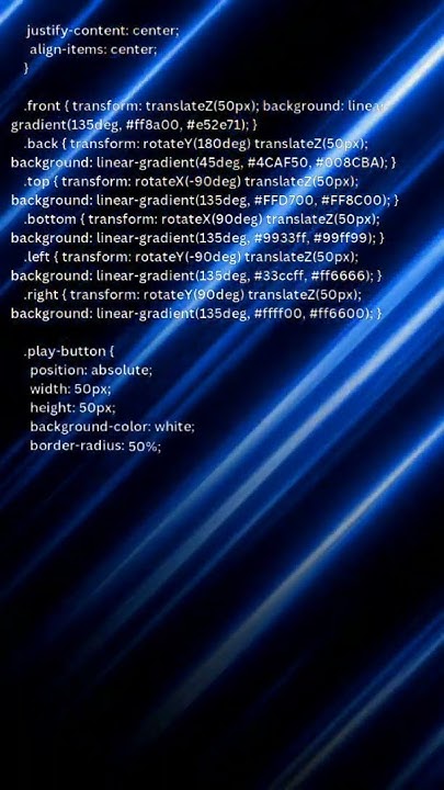 Mesmerizing 3d Cube Animation With Play Button Html Css Javascript Tutorial Coding Css