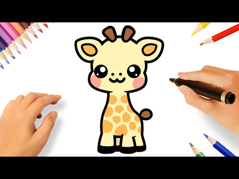 HOW TO DRAW A CUTE KAWAII GIRAFFE EASY 🦒❤️