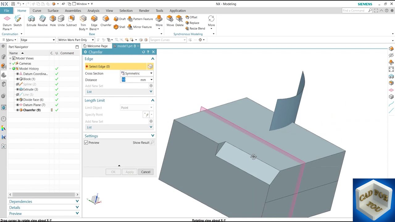 Chamfer command enhancements in NX 1899 - YouTube