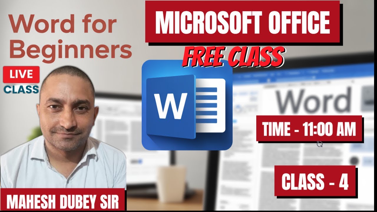 4 class Microsoft Word Beginner ! M.S. Word Live Class By Mahesh Dubey ...
