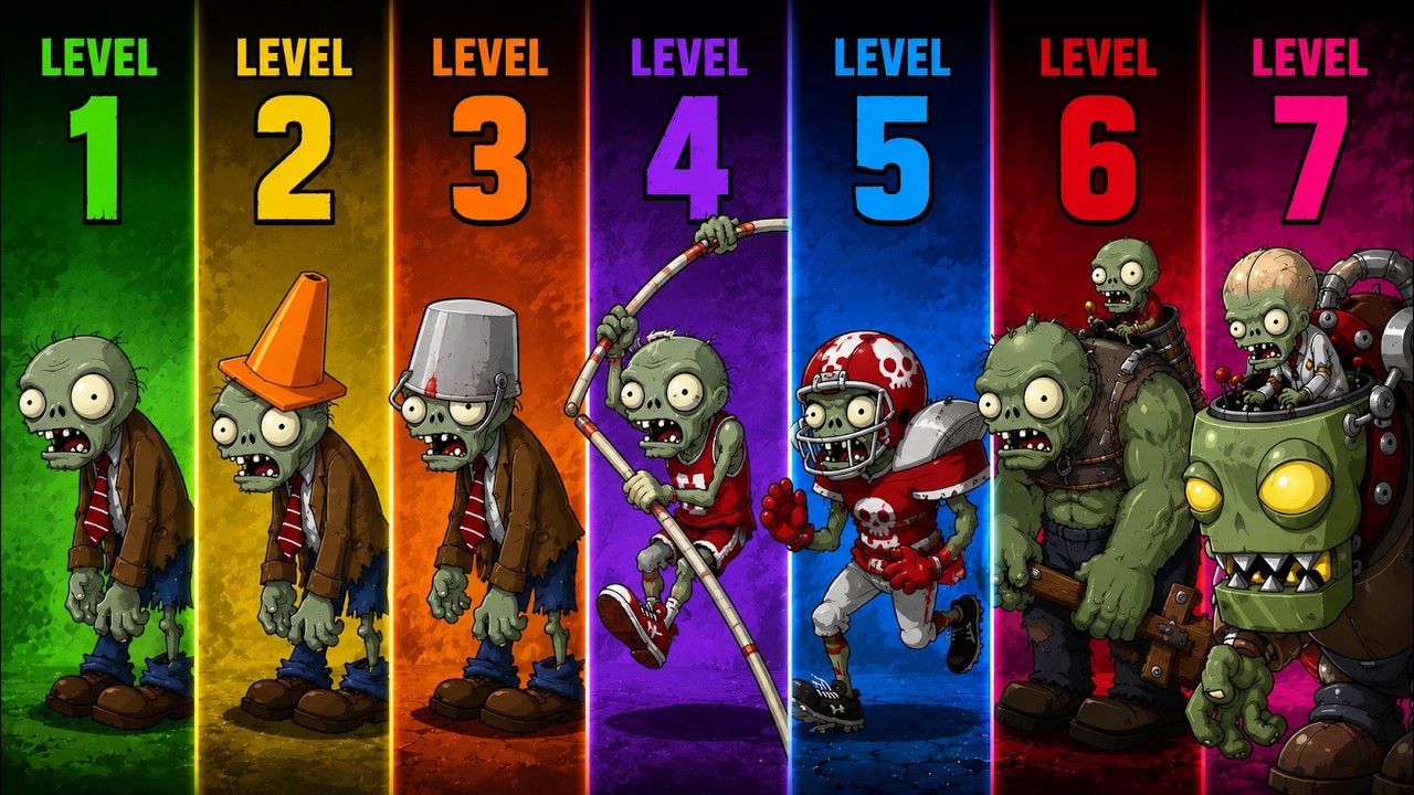 The 7 Levels of Zombies in Plants vs. Zombies Explained in 4 Minutes ...