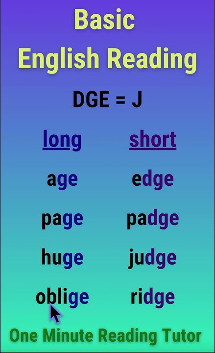 Unlock Basic English Reading: DGE Sounds Like J! #readingenglish # ...