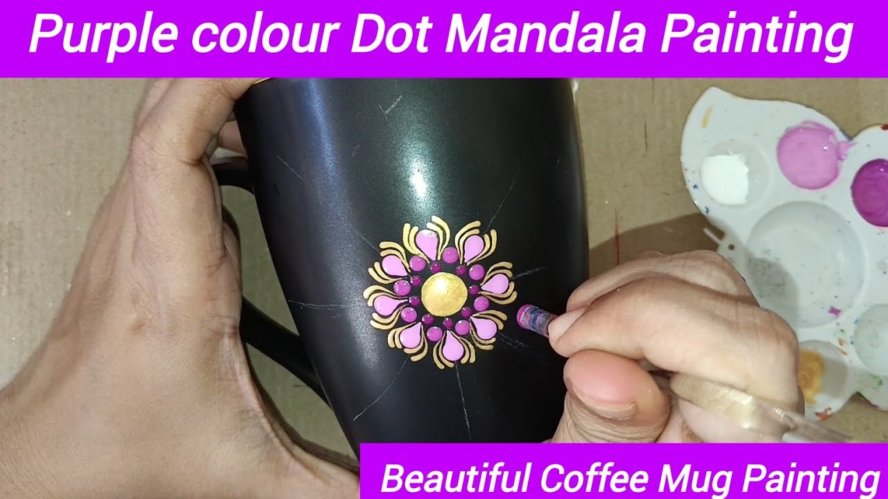 Purple Colour Dot Painting | Easy Purple Colour Dot Painting On Coffee ...