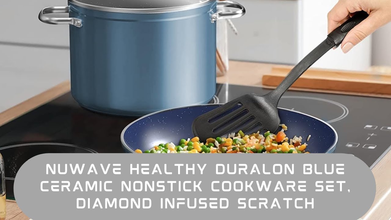 Nuwave Healthy Duralon Blue Ceramic Nonstick Cookware Set, Diamond ...