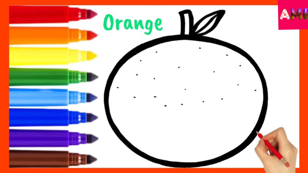 How to draw a orange easy || orange Drawing || Drawing for children ...