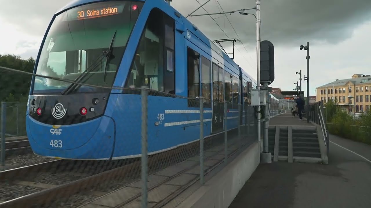 Sweden, Stockholm, tram ride from Johannesfred to Solna centrum - YouTube