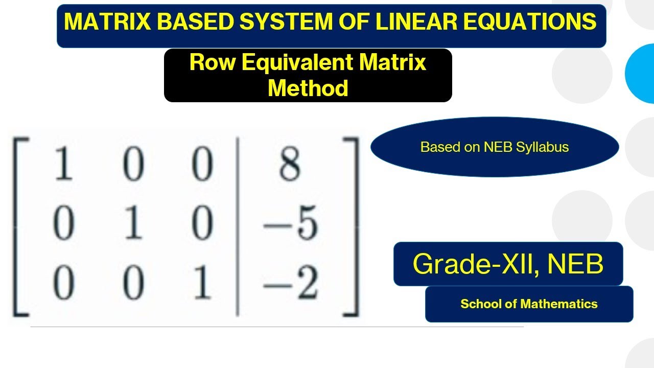 Row equivalent Matrix Method System Of Linear Equations NEB Row equivalent Matrix Method System Of Linear Equations NEB