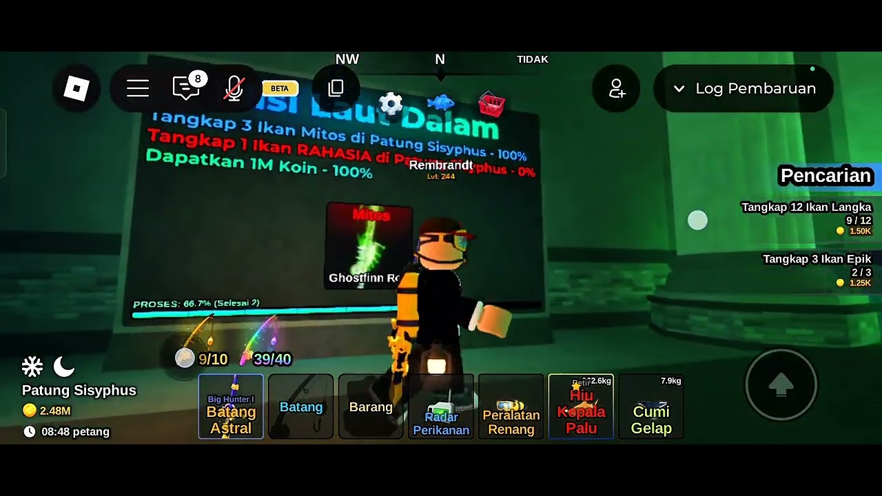 Cara mendapatkan Ghostfin rod mitos di game fish it Roblox - YouTube