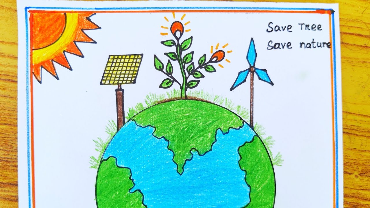 माझी पृथ्वी चित्र/राष्ट्रीय विज्ञान दिवस पोस्टर/my Earth drawing ...