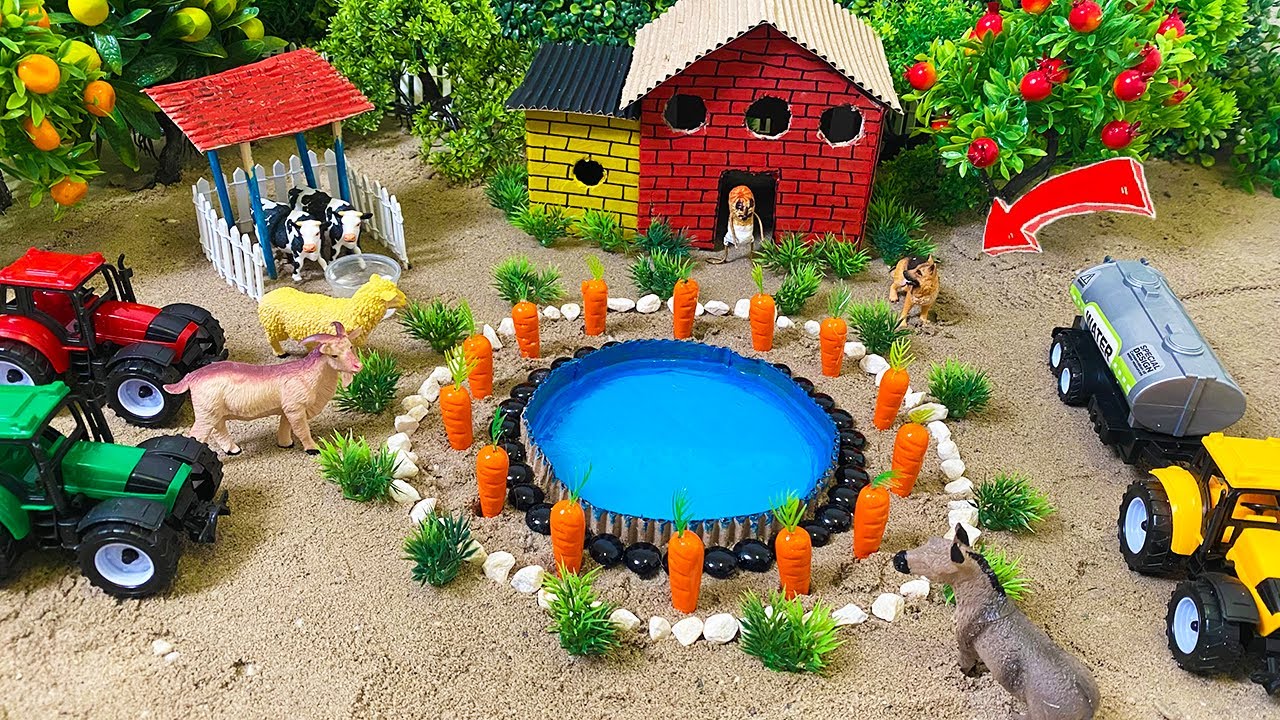 DIY mini Farm Diorama with house for cow | water supply for animals ...