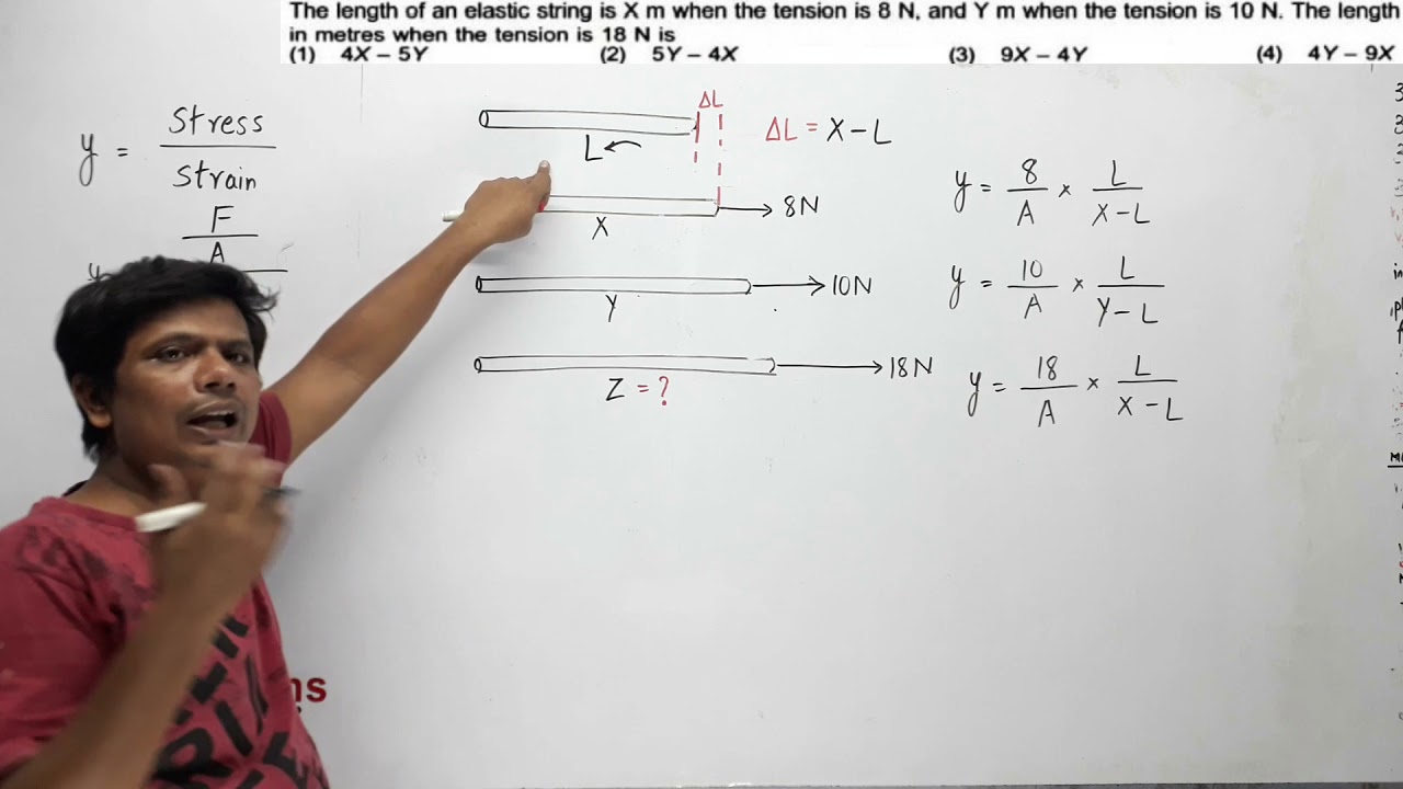 ELASTICITY The length of an elastic string is Xm when the tension is 8N ...