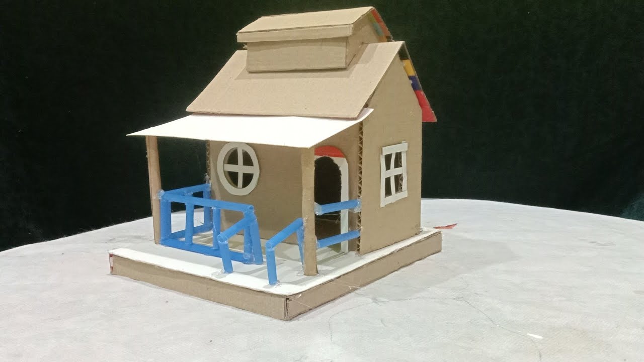 🤪🤪Beautiful cardboard house make at home 🏠🏠 School project 😝😝 - YouTube