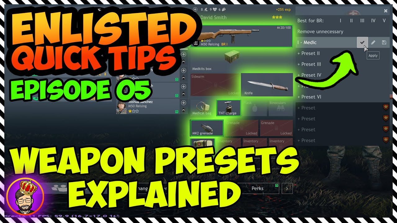 Enlisted Quick Tips for New Players • Weapon Presets Explained ...
