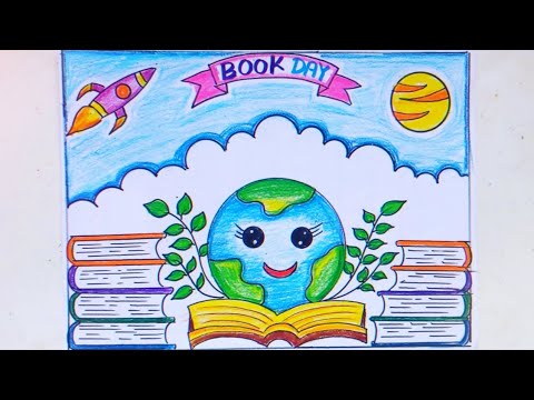 world book day Drawing|Book day easy Drawing|world book day Poster|Book ...