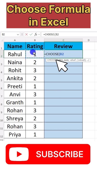 CHOOSE Function in Excel#Excel Choose Formula#Excel#excelformula#exceltutorial#shorts#Viral# ...
