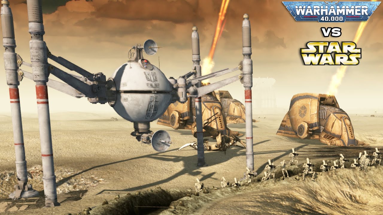 STAR WARS vs WARHAMMER 40K: CIS Battle Droids vs Space Marines & Guard - Men of War: Assault ...