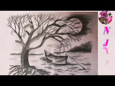 How to draw moonlight natural sketch...... - YouTube