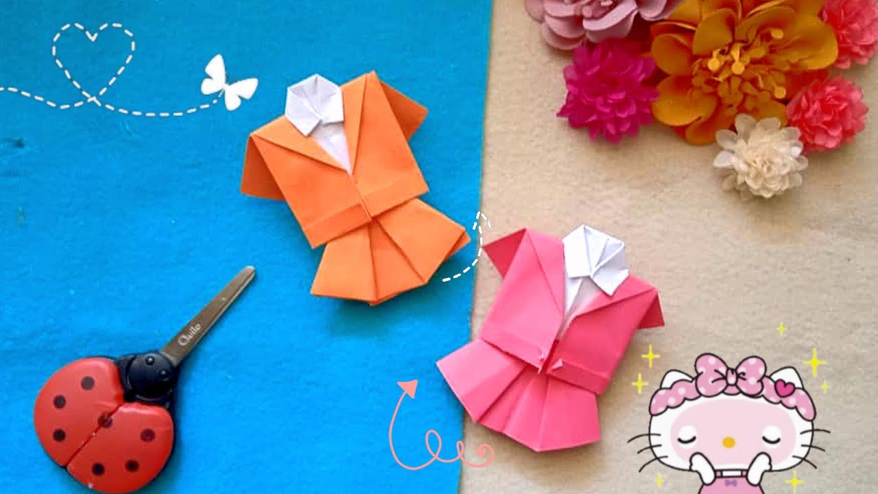 how to make paper shirt | Diy origami paper crafrs | origami clothes ...