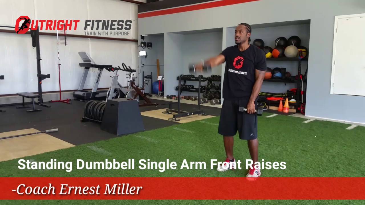 Standing Dumbbell Single Arm Front Raises - YouTube