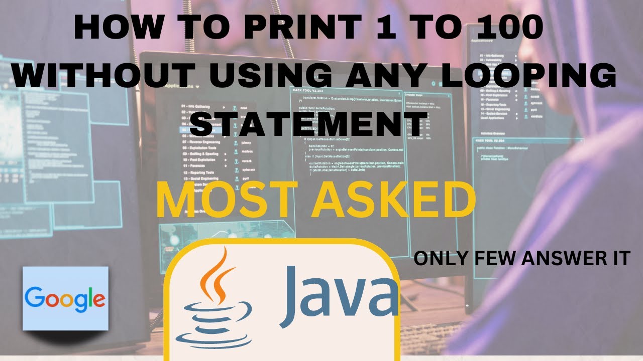 Print Numbers From 1 To 100 Without A Loop In Java Java Programming