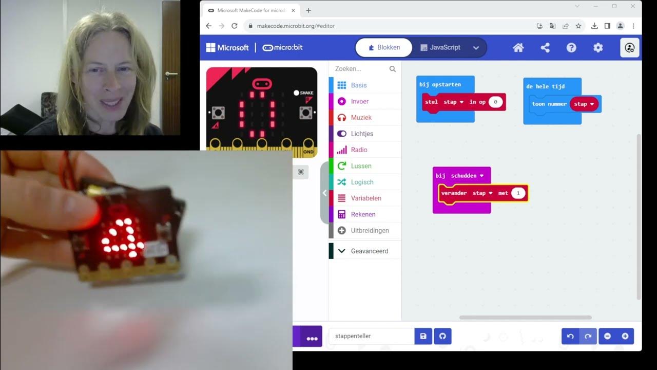 Microbit - stappenteller programmeren - YouTube