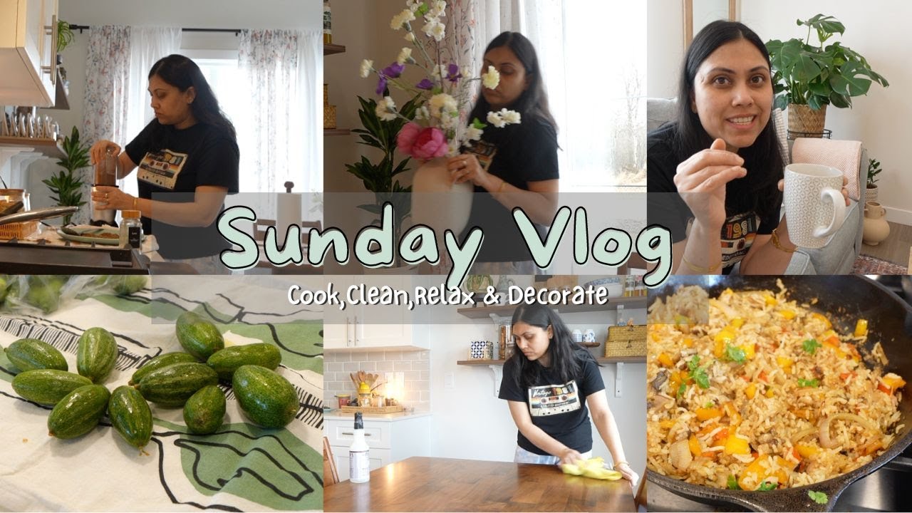 Sunday Morning to Evening Vlog - Cook, Clean, Decorate with me - YouTube
