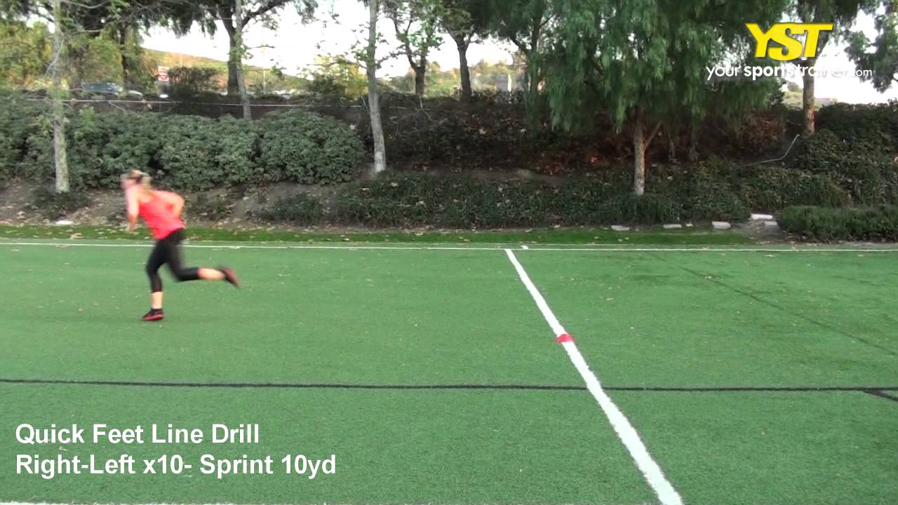 Quick Feet Line Drill Right-Left x10- Sprint 10yd - YouTube