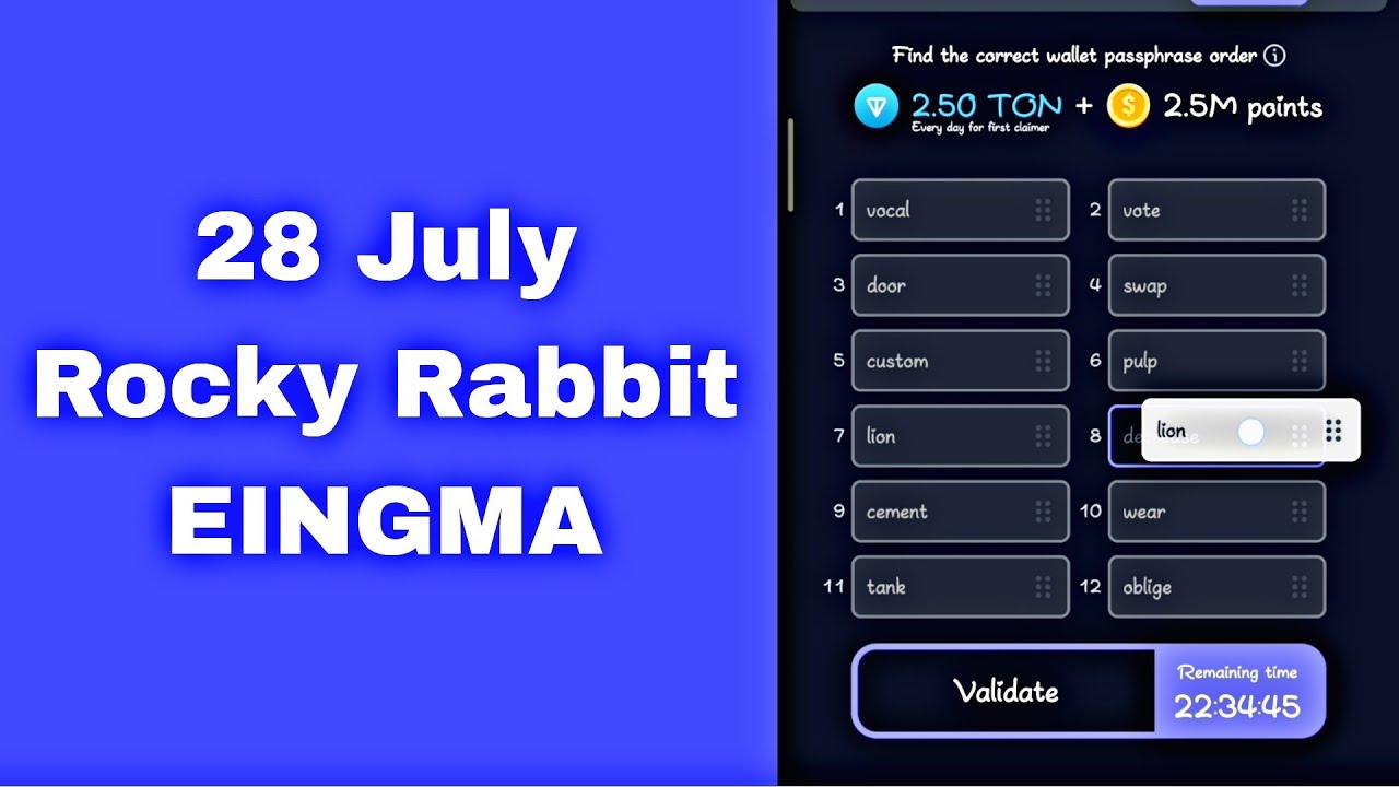 28 July | ROCKEY RABBIT Enigma Today | Rocky Rabbit Combo Today Enigma ...