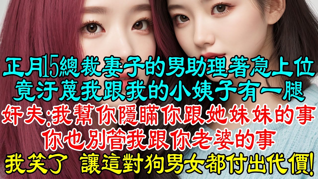 正月15總裁妻子的男助理著急上位竟汙蔑我跟我的小姨子有一腿，奸夫：我幫你隱瞞你跟她妹妹的事！你也別管我跟你老婆的事。我笑了，讓這對狗男女都付出代價！必須離婚了！ - YouTube