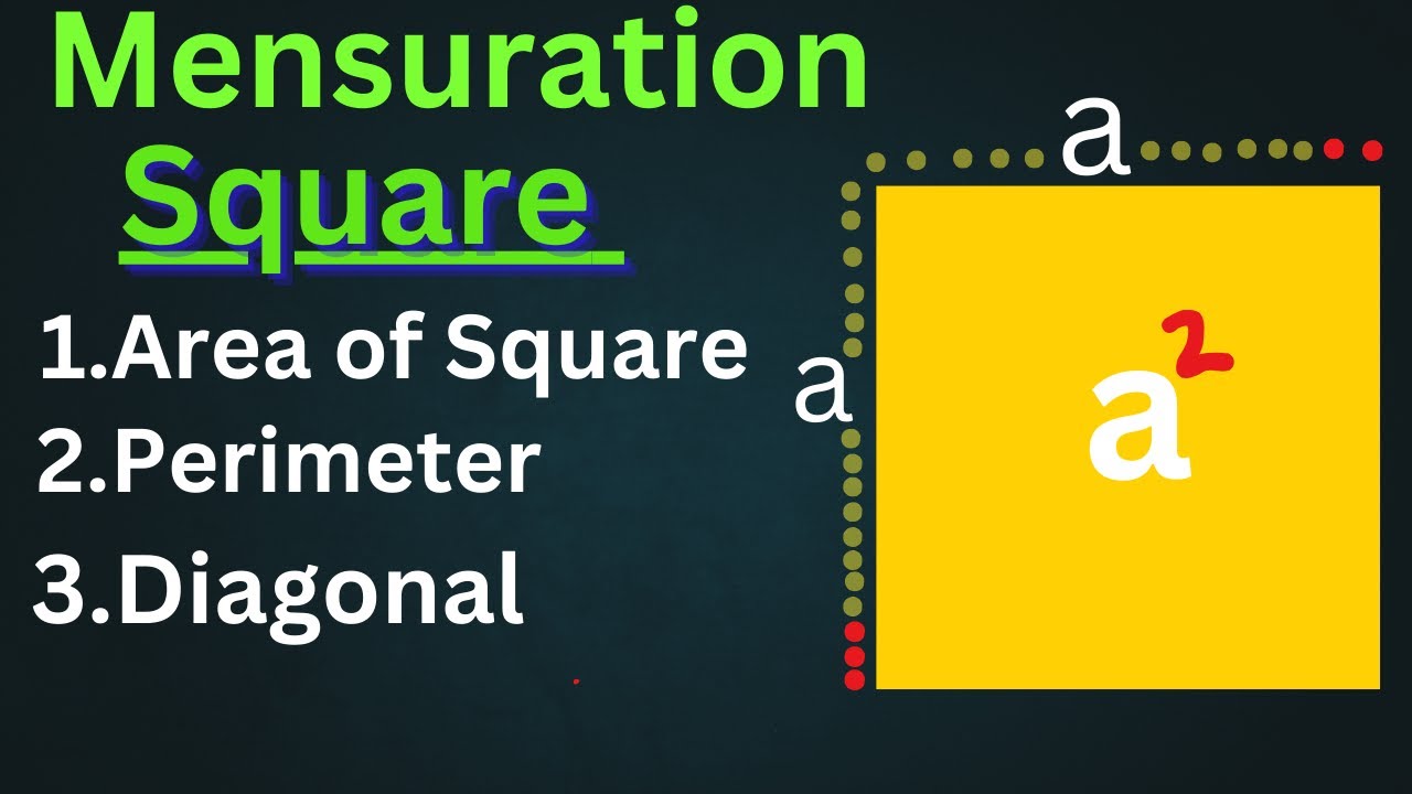Square area ,perimeter and length of diagonal #square #geometry #वर्ग # ...