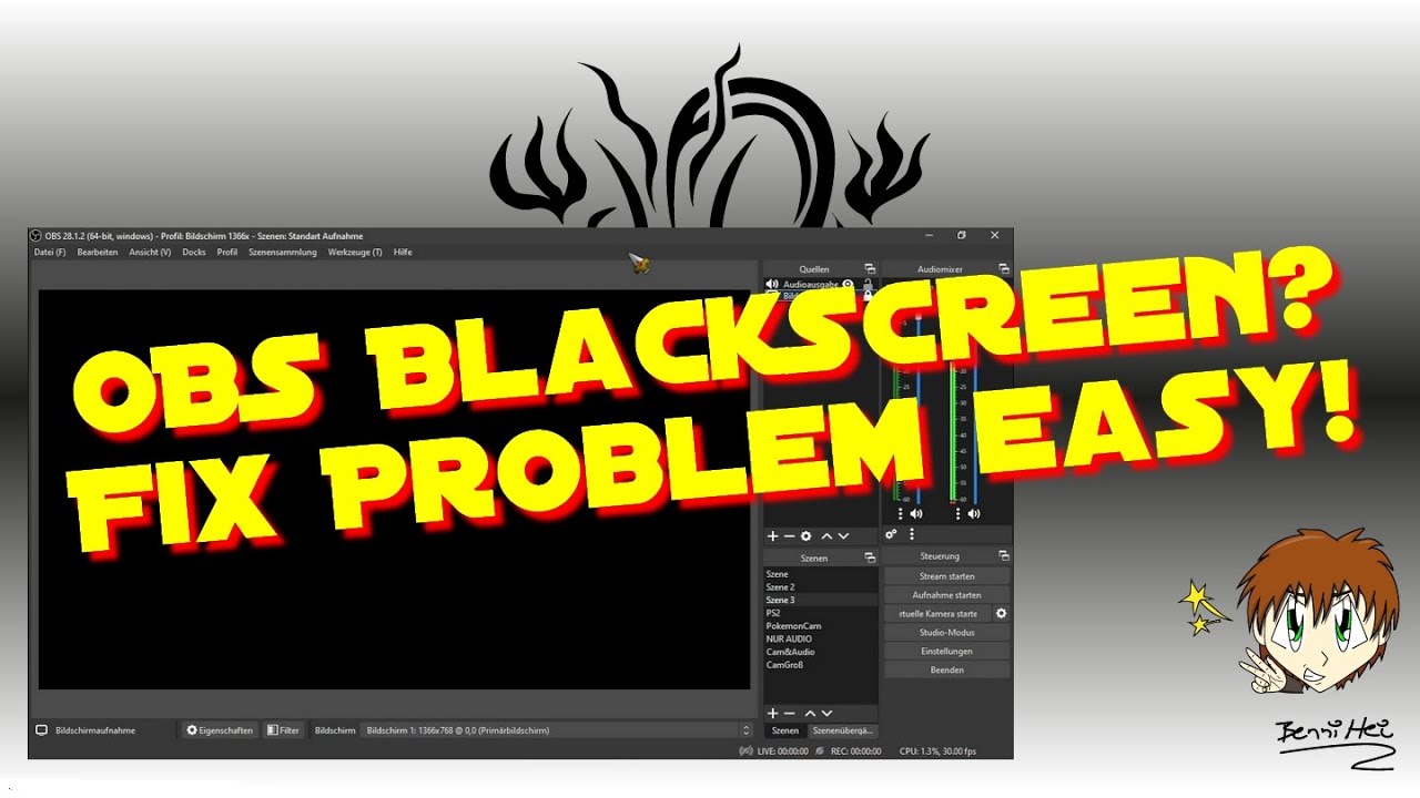 OBS Blackscreen? Fix that problem easy! 🔨😄 - YouTube