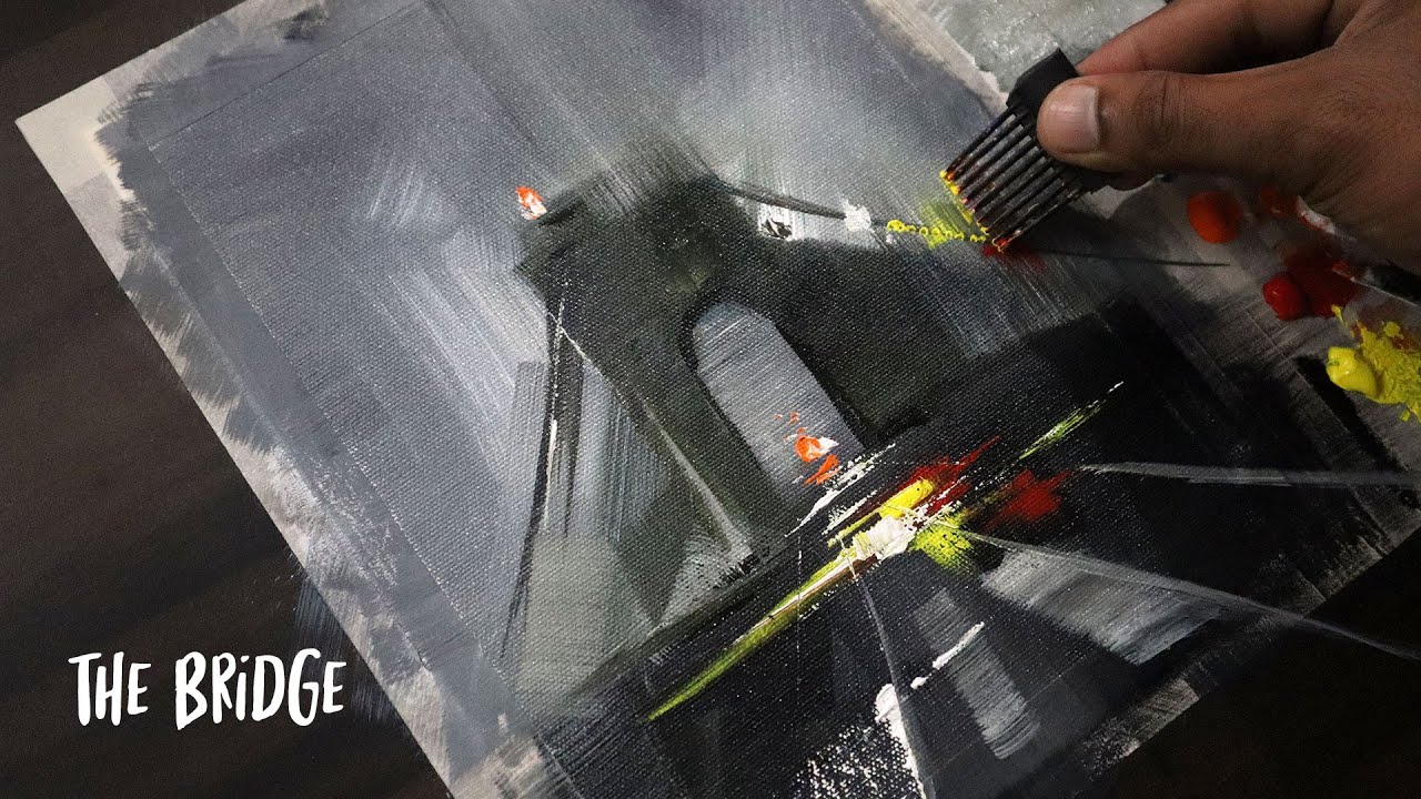 Abstract Bridge demo Video / How to Paint Bridge for Beginners / Step ...