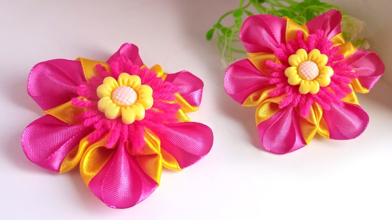 Hair clip making with ribbons and wool / Hair band / Hair accessories ...