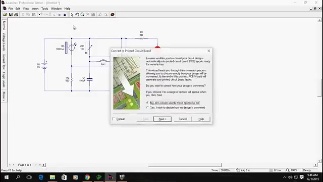 convert live wire circuit diag to pcb layout using pcb wizard - YouTube