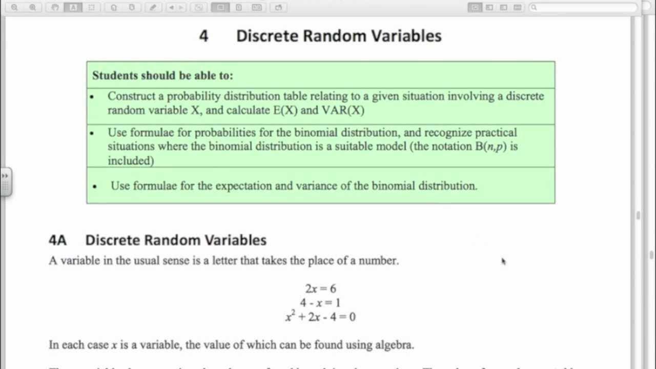 AS Mathematics for CIE - S1 Discrete Random Variables - YouTube
