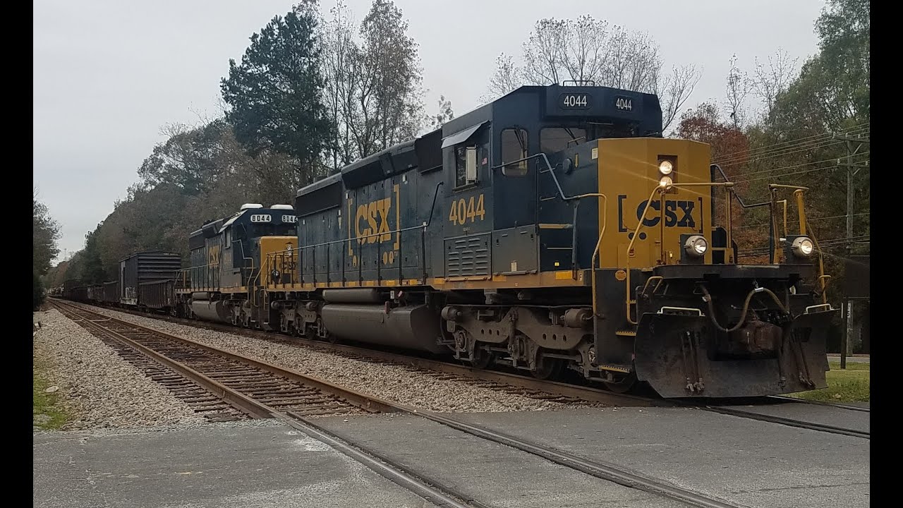 CSX Work Train W039 With CSX Leader 4044 At Waxhaw NC On The CSX Monroe Subdivision. 11-22-2020 ...