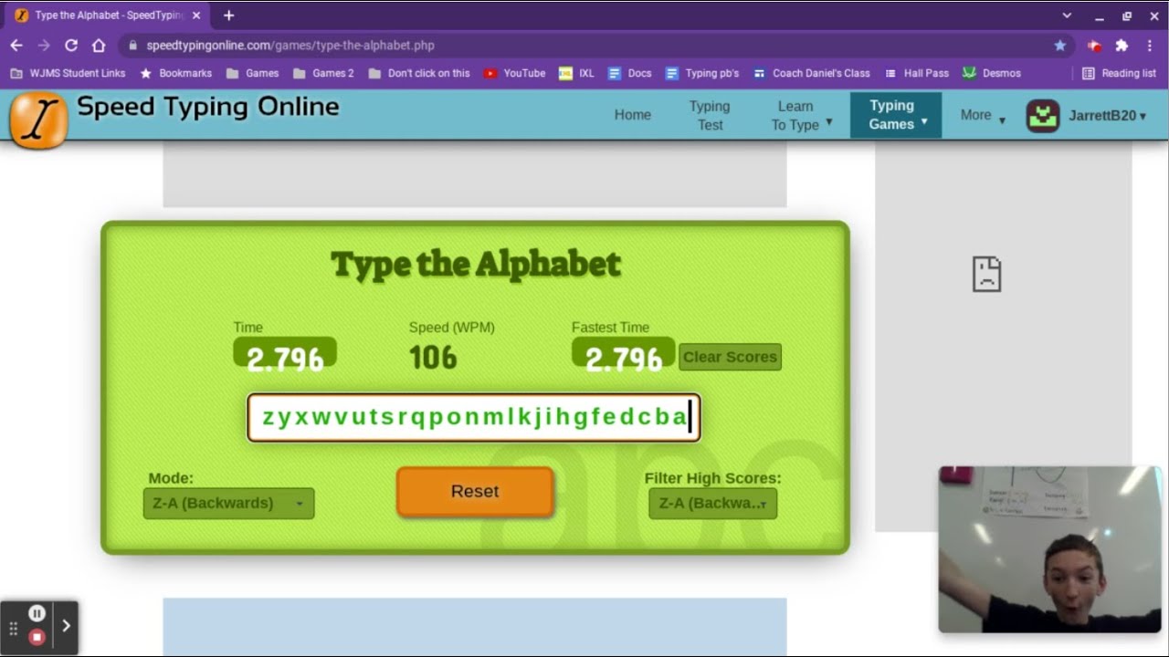 Typing the Alphabet BACKWARDS in 2.7 Seconds - YouTube