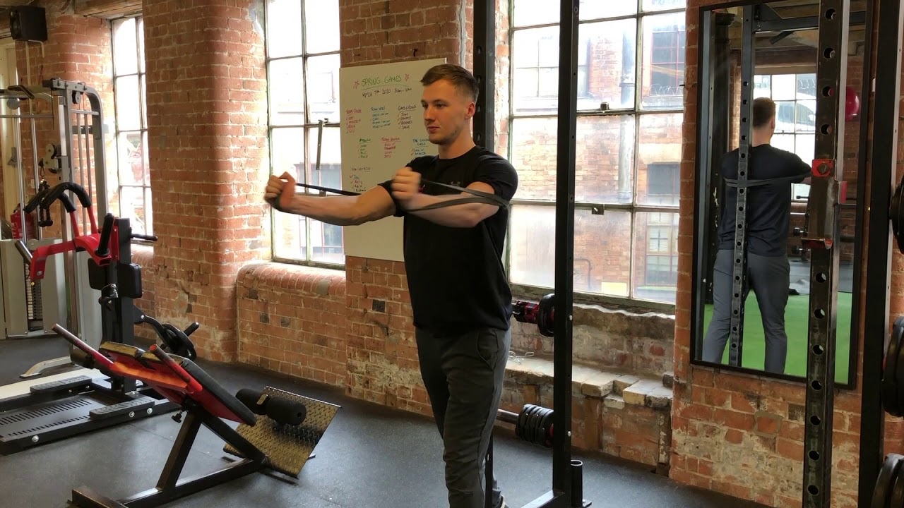 Resistance Band Chest Fly Advanced - YouTube