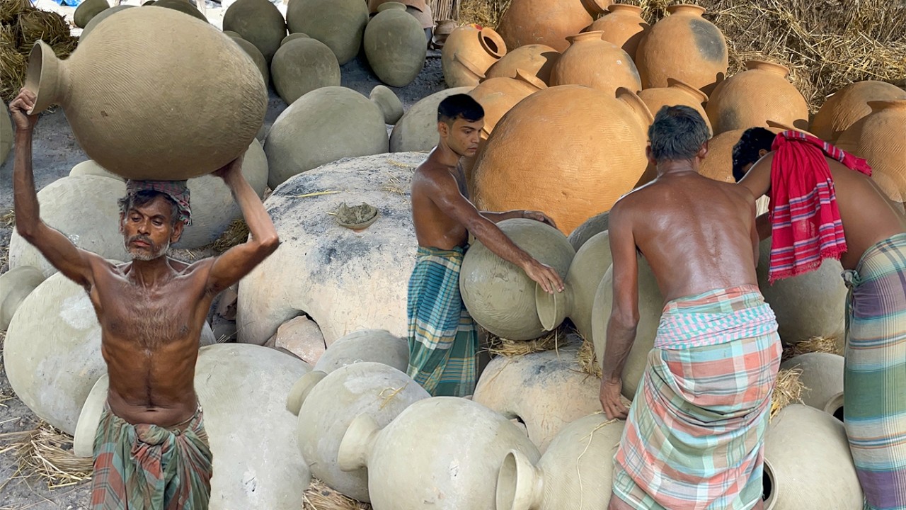 Ancient Technique to Make Giant Pottery Pot? Kula Making - Process of ...