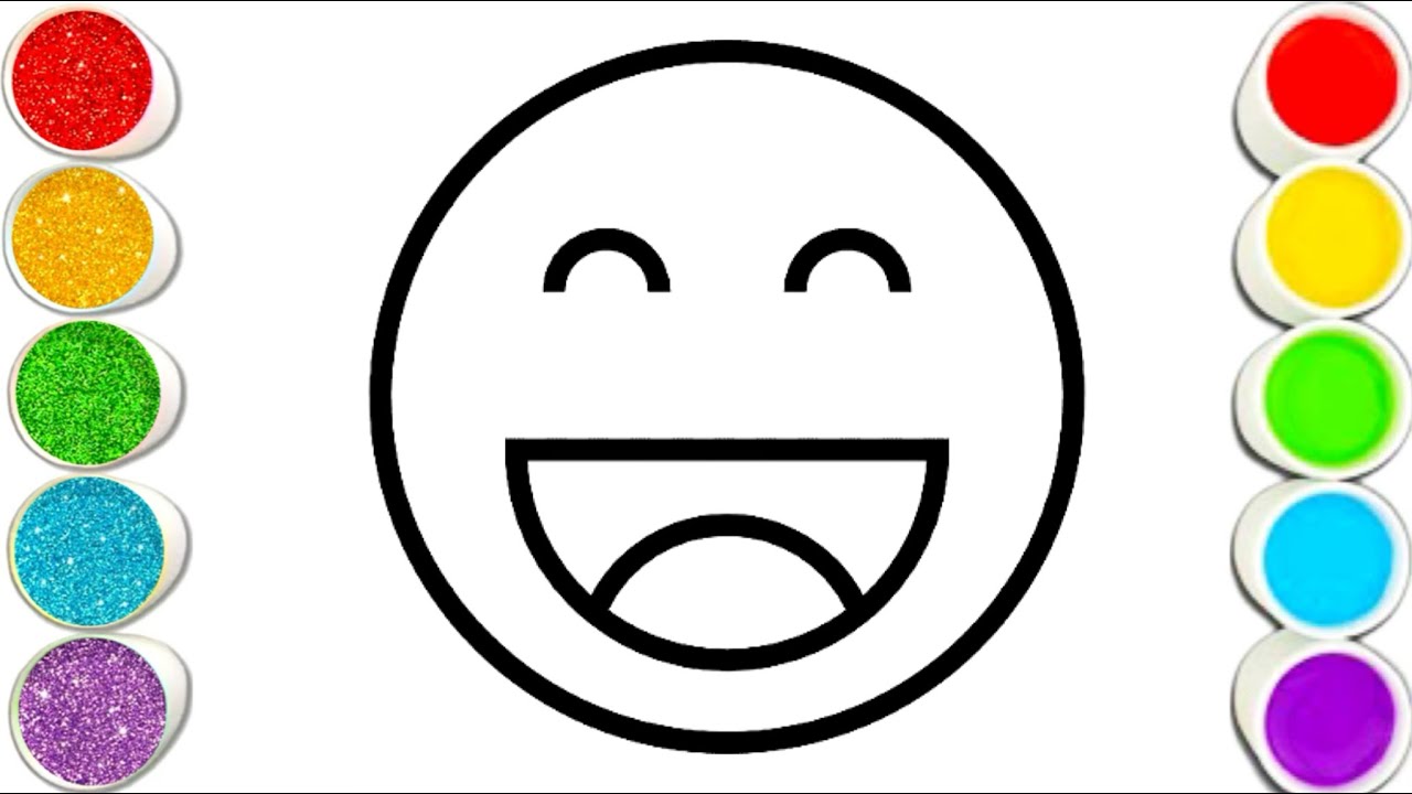 Cute Smile Emoji 😄 Drawing Colouring and Painting for Kids and Toddlers ...