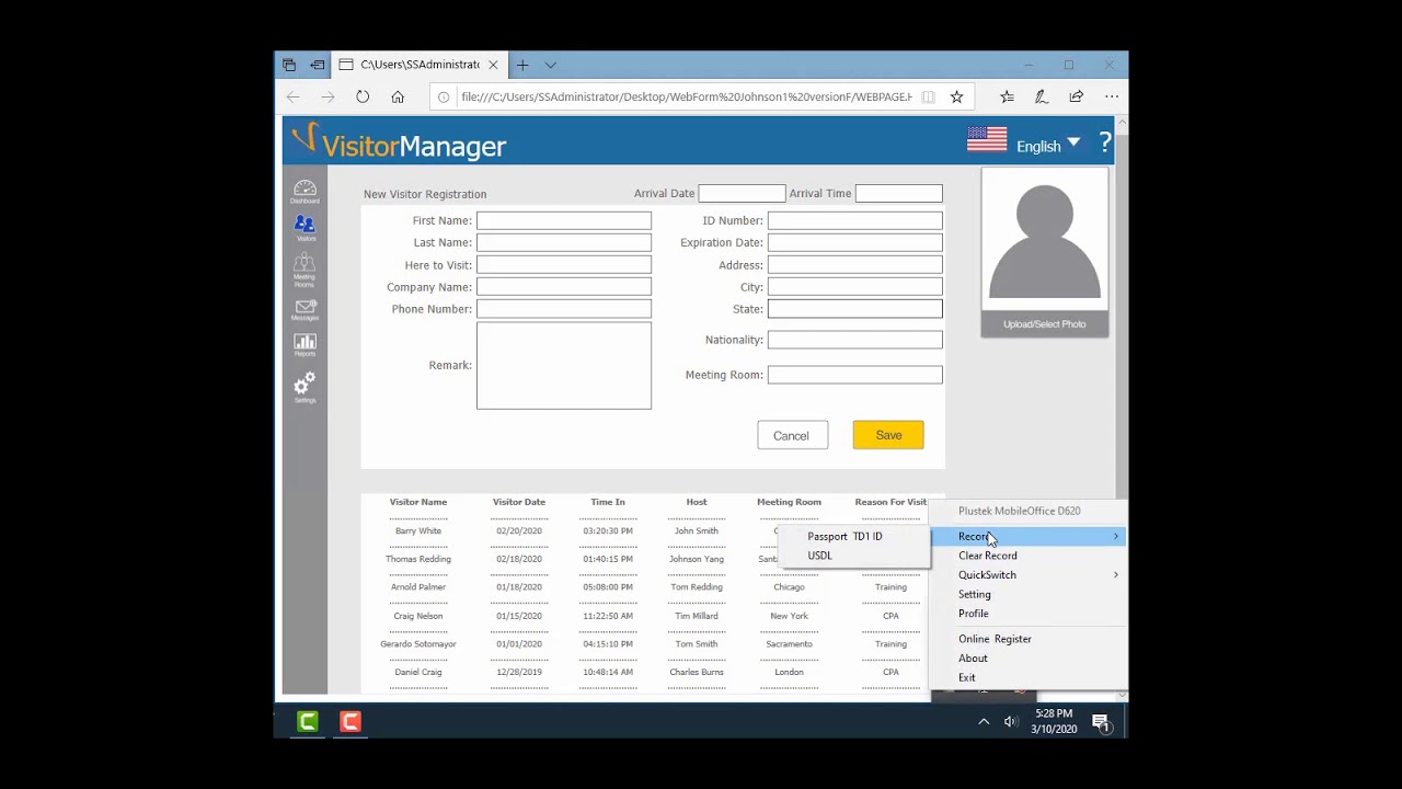ID Scanner -- Plustek D620 and Typist (ID auto filling software) - YouTube