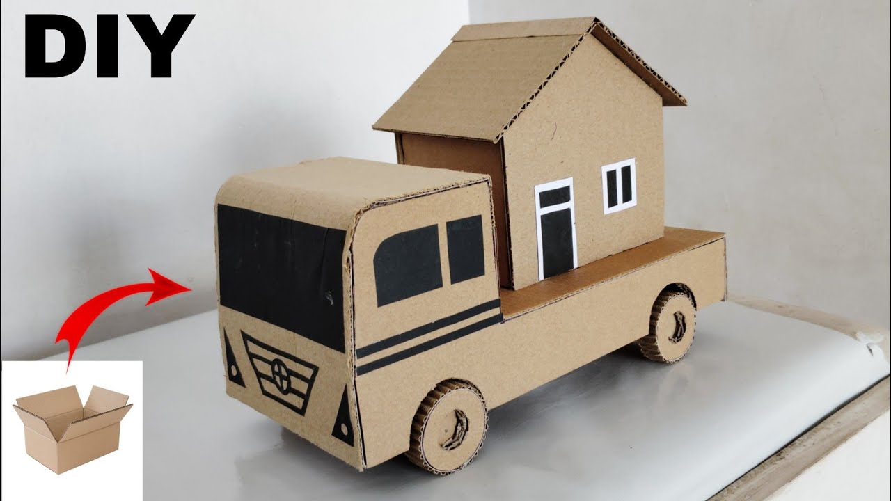 Cardboard house with truck making simple || Diy cardboard truck with ...
