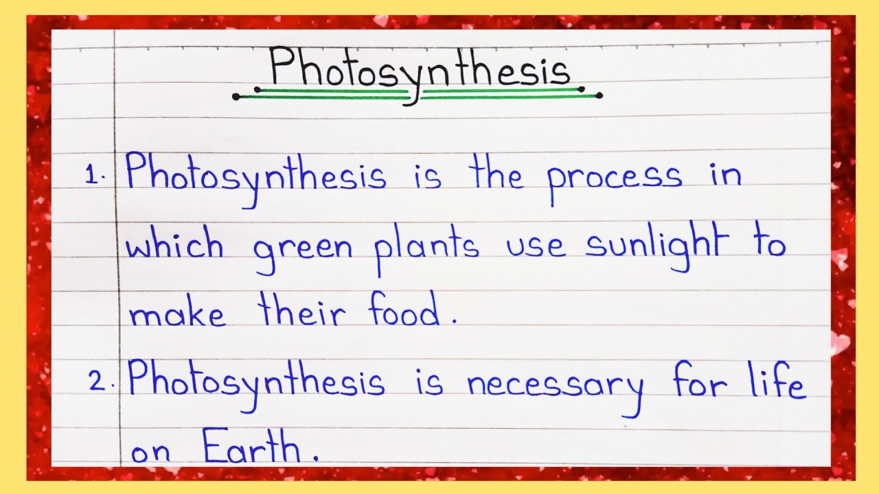 10 Lines on Photosynthesis in English | Few Sentences about ...