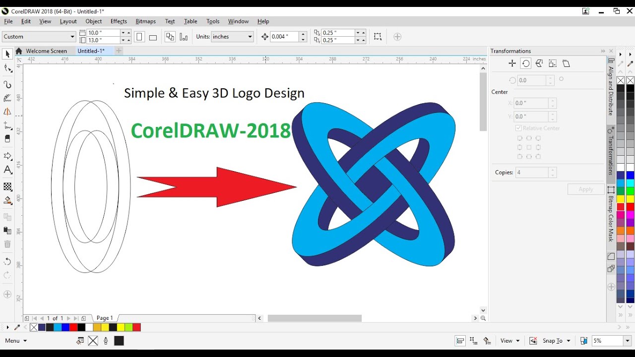 How To Make 3D Logo Design? | 3D Circle Design in Coreldraw2018 | Corel Draw Design/Simple ...