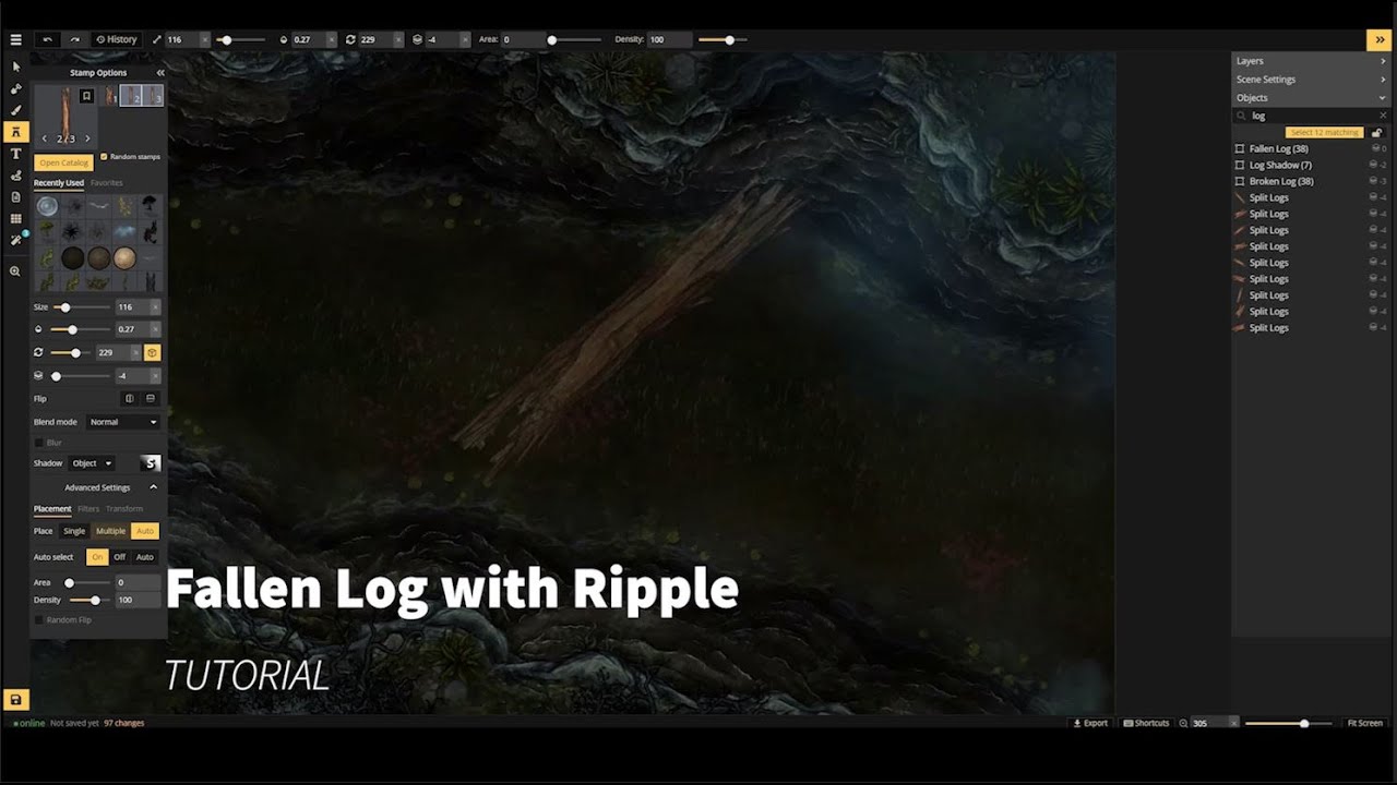 Battle Map Tutorial: Fallen Log with Ripples (Inkarnate) - YouTube