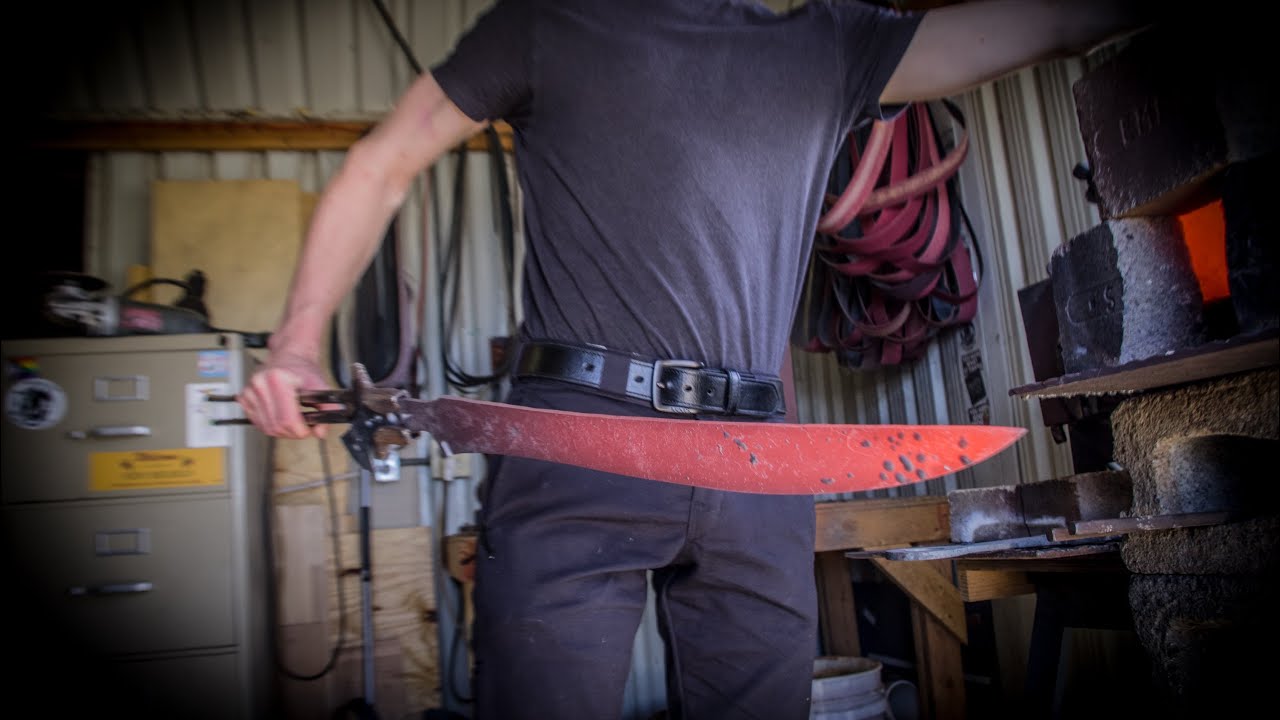 HEAT TREATING: Hand Forged Short Sword - YouTube
