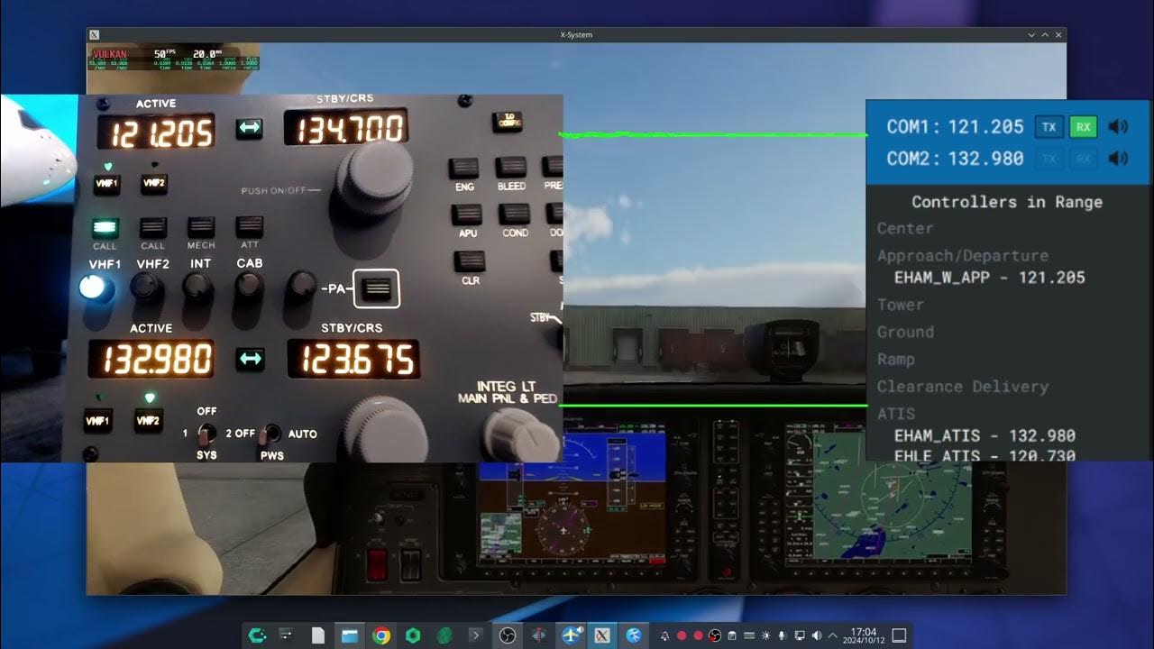 Linux X-Plane 12 Vatsim ATC audio control VHF1/VHF2 - YouTube